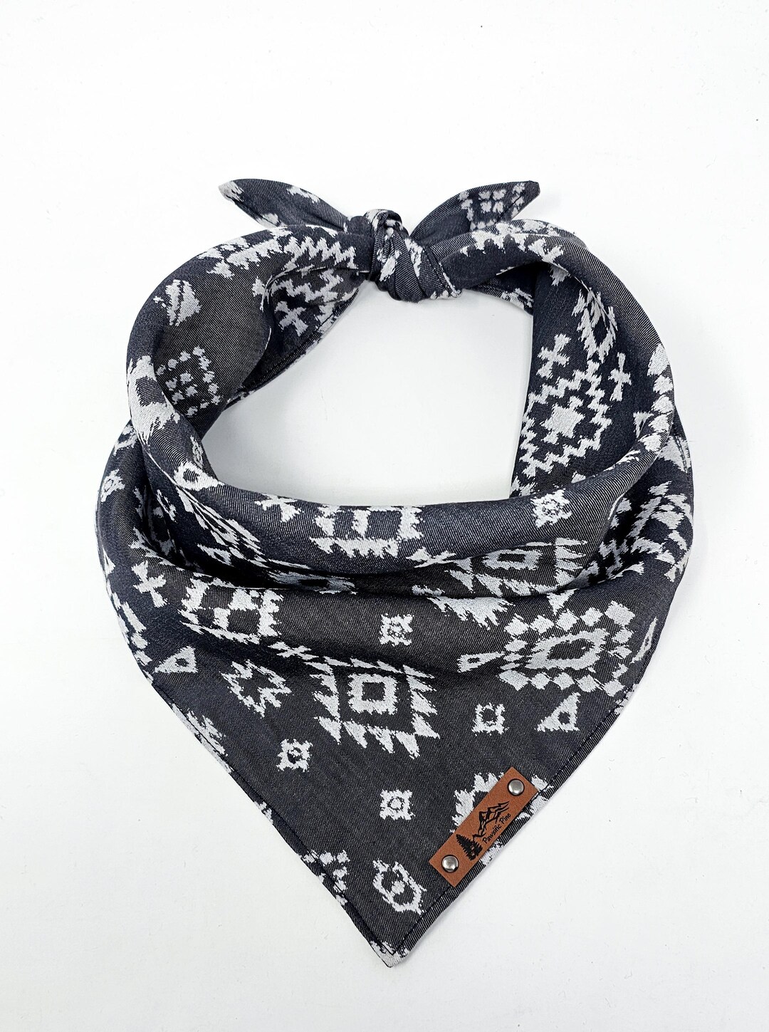 Pet Bandana "dupont" Gray and White Aztec Cotton Dog Neck Wear Cat Boho ...