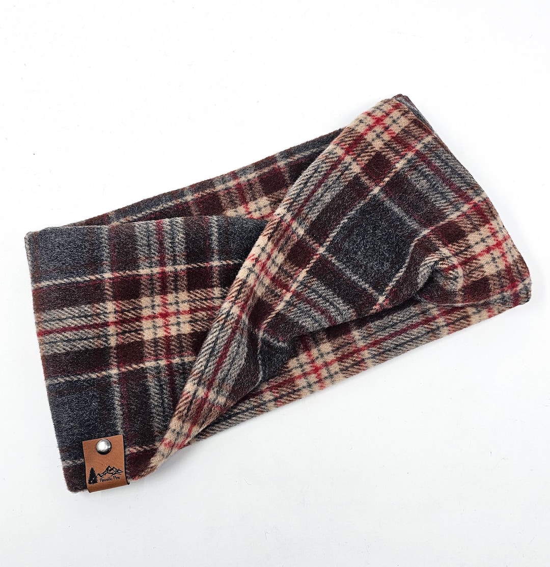 Pet Infinity Scarf "joseph" Twist Scarf in Gray and Brown Plaid Cozy ...