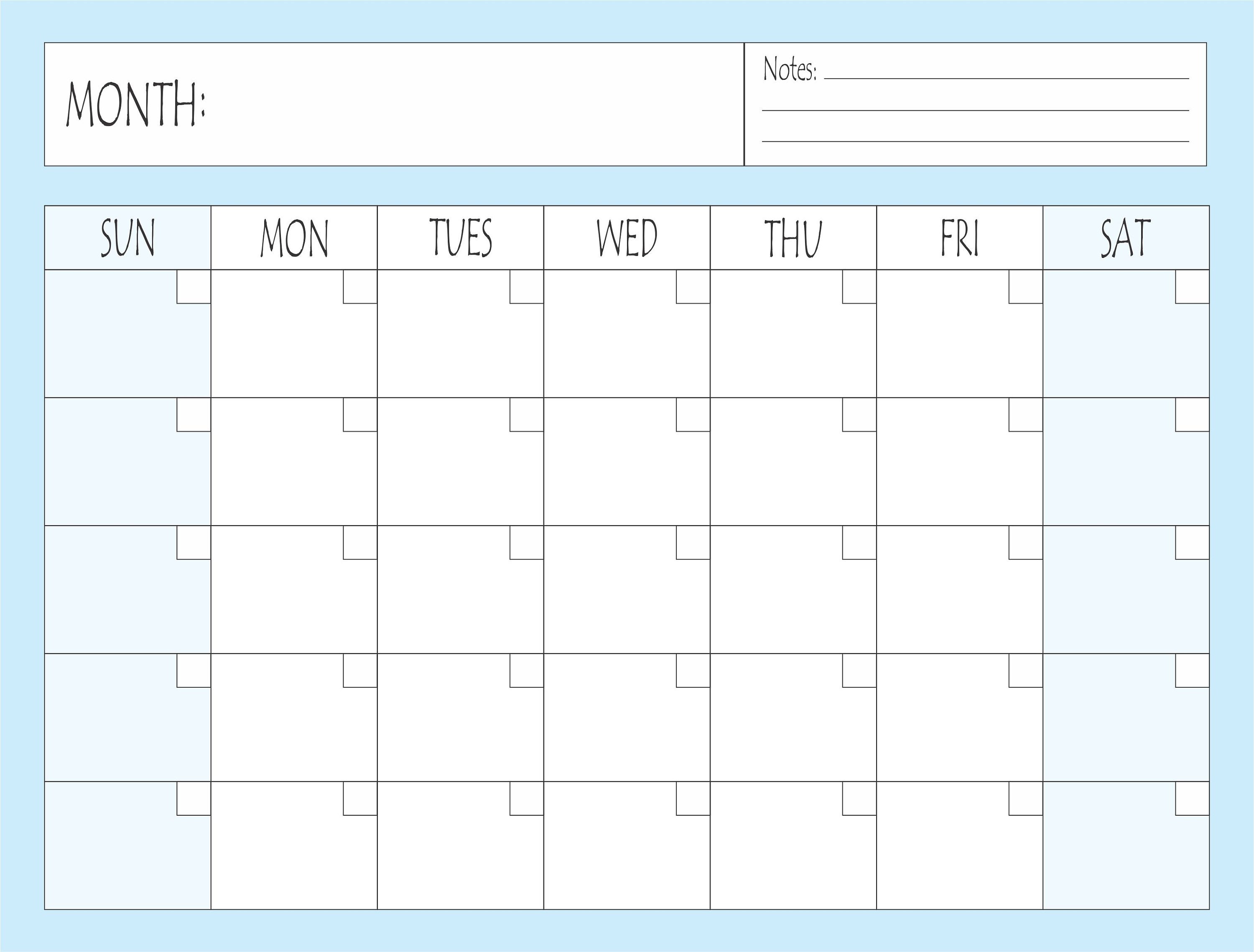 Blank Monthly Calendar Printable, Minimalist Design (digital Download ...
