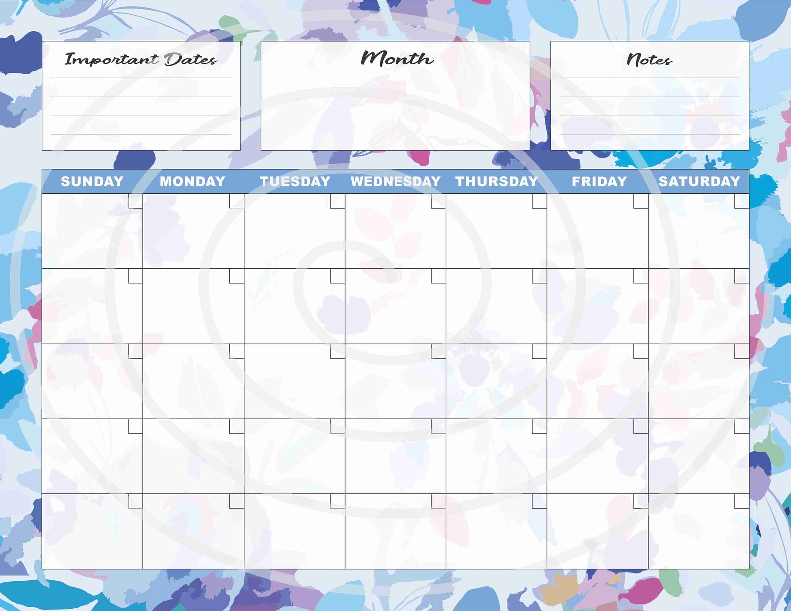 Blank Calendar, Minimal Calendar, Printable Calendar, Digital Download ...