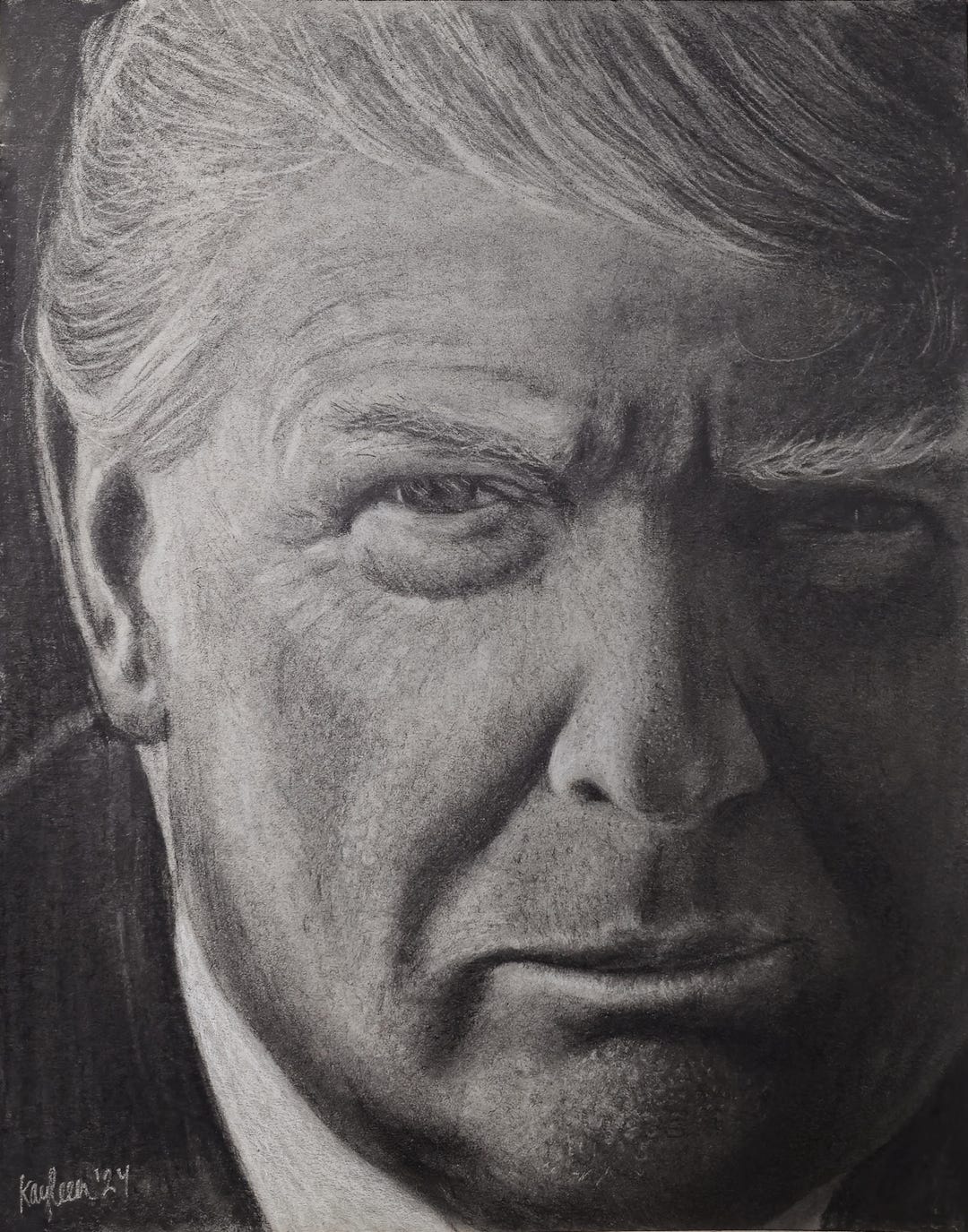 Print of Charcoal Drawing of Donald Trump - Etsy