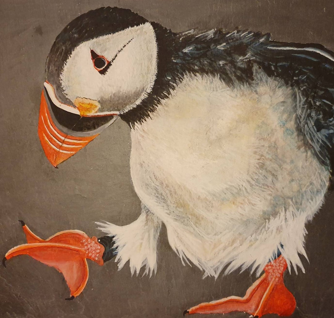 Dancing Puffin Slate Painting 40cm X 30cm - Etsy