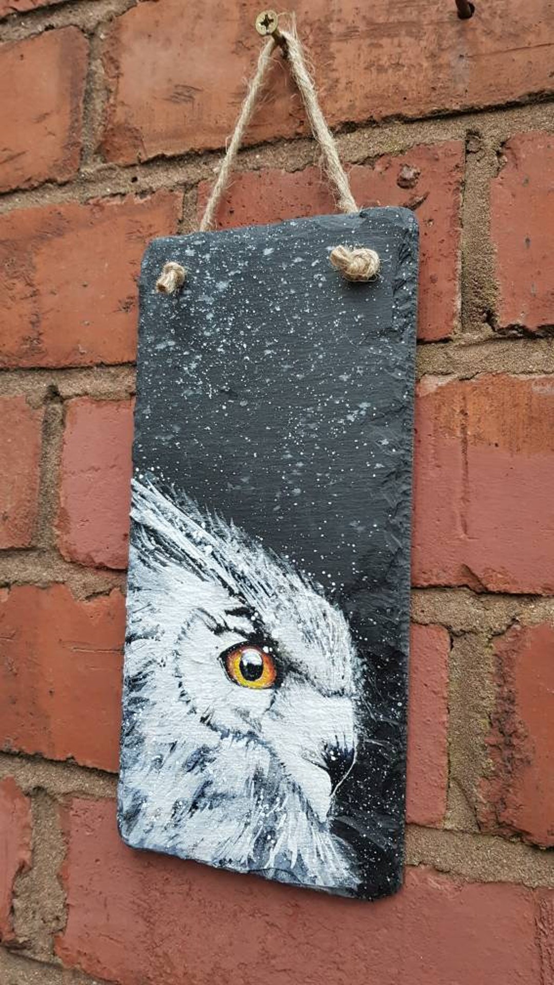 Slate Art White Eagle Owl - Etsy