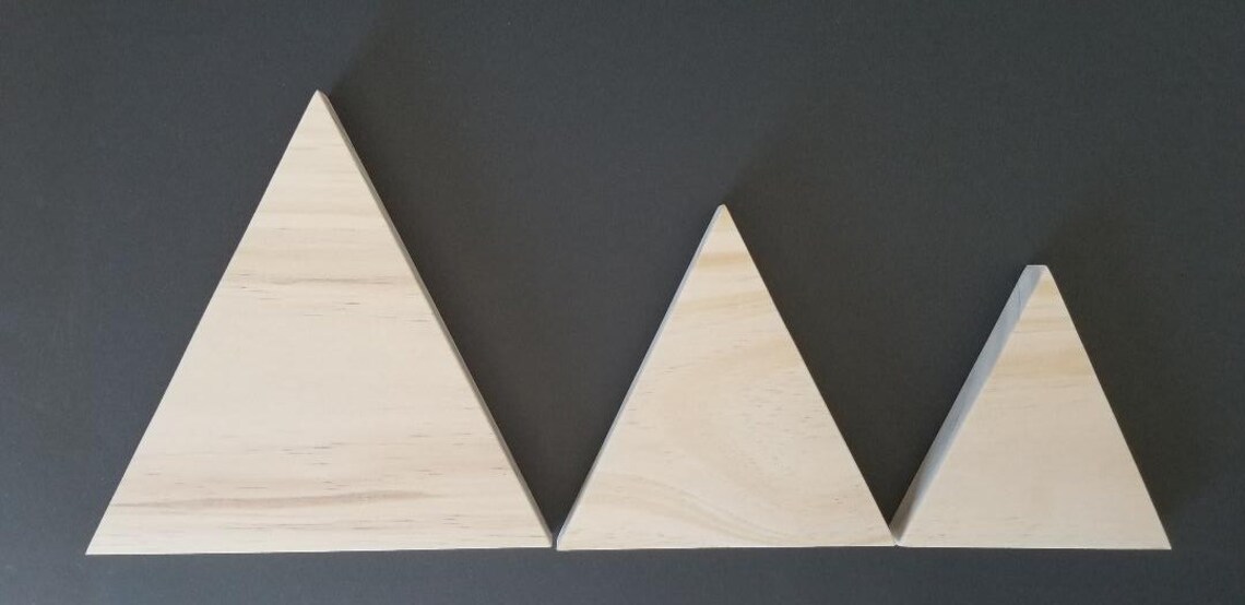 Set of 3 Unfinished Wooden Mountains Wood Triangles Wooden - Etsy