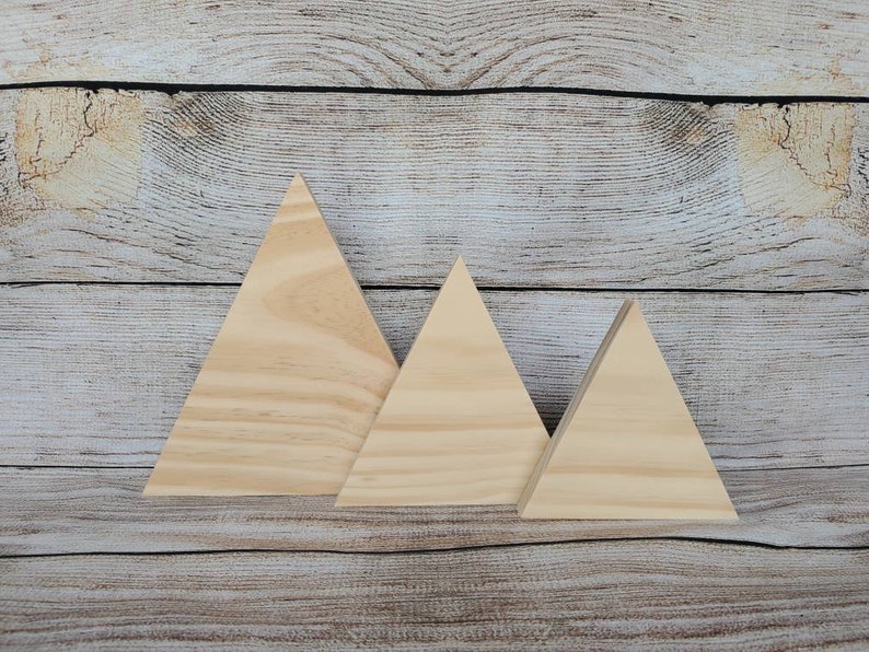 Set of 3 Unfinished Wooden Mountains Wood Triangles Wooden - Etsy
