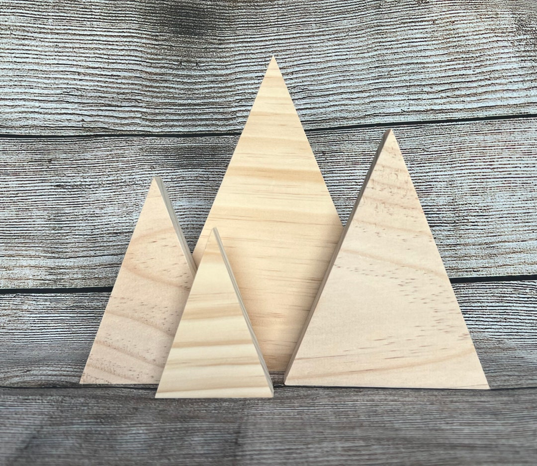 Unfinished Wooden Trees, Wood Triangles, Wooden Trees, Mountain Decor ...