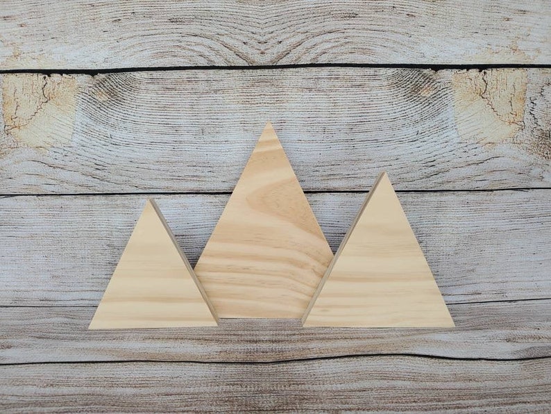 Set of 3 Unfinished Wooden Mountains Wood Triangles Wooden - Etsy