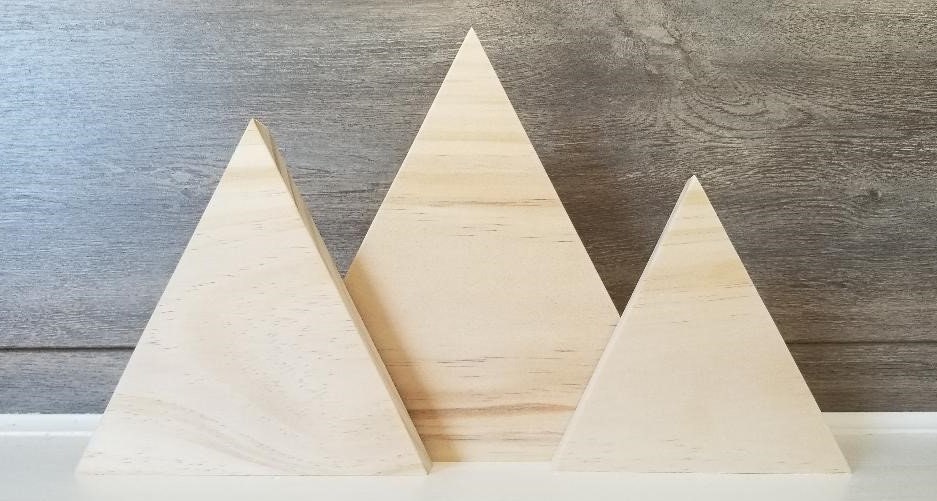 Set of 3 Unfinished Wooden Mountains Wood Triangles Wooden - Etsy Singapore