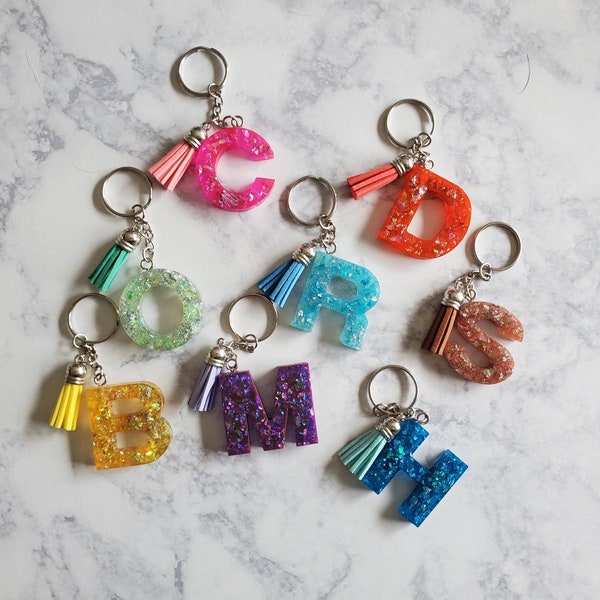 Initial Keychain - Etsy