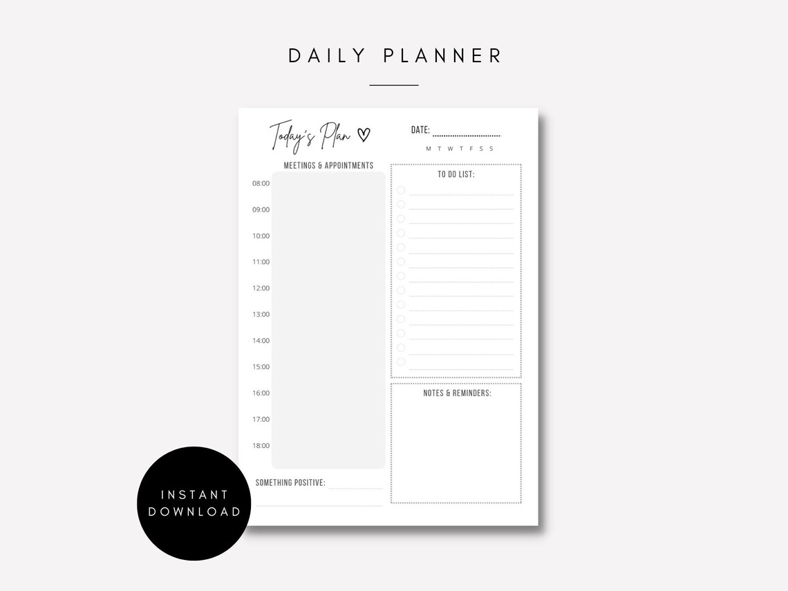 PRINTABLE Daily Planner Instant Download PDF Copy - Etsy