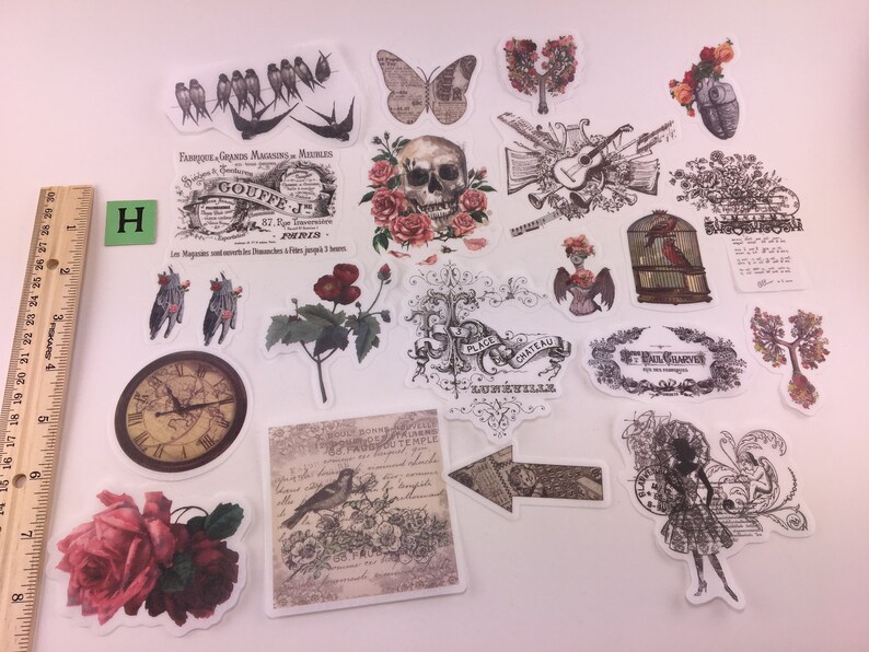 Embellishment Stickers Botanical's & Vintage Items | Etsy