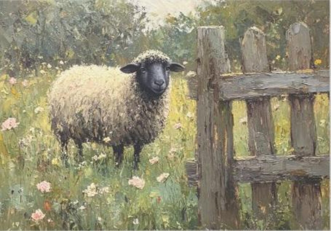 Spring Sheep Oil Painting Decoupage Paper ~ 14x20 18# Paper - Etsy