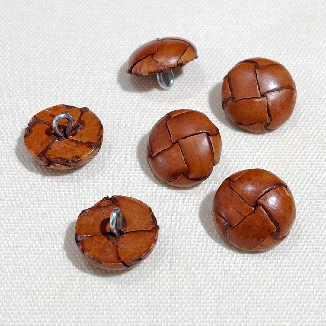 6 Pcs Vintage Genuine Leather Shank Buttons, Brown, 20mm (3/4") for ...