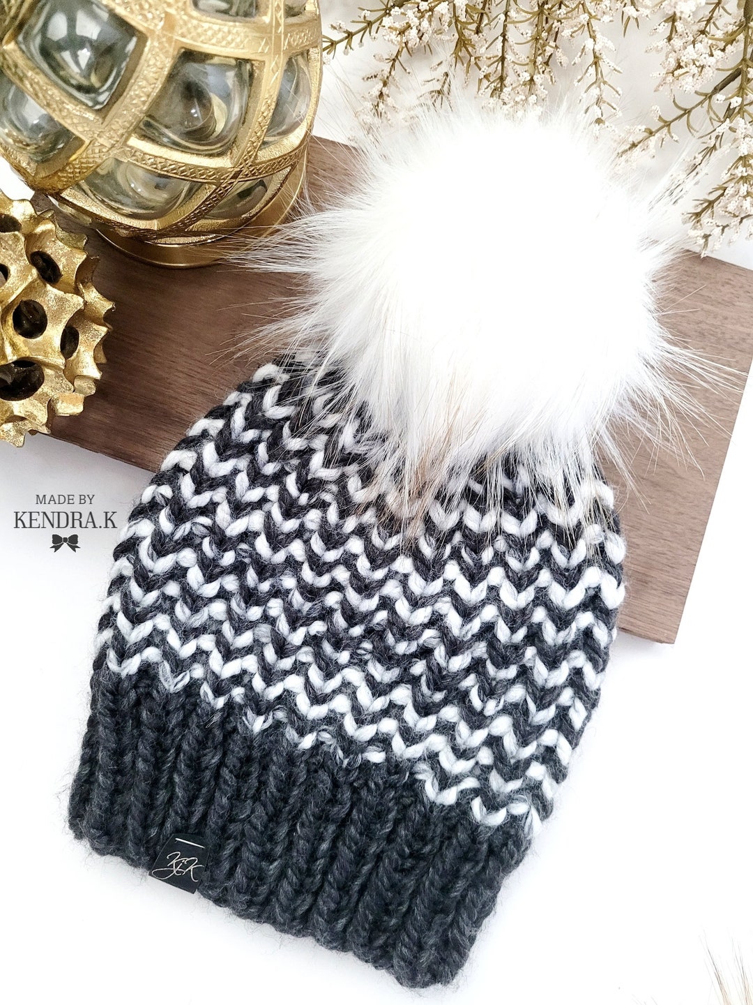 Wool Blend Knit Riverbend Toque Beanie With Faux Fur Snap on Pompom ...