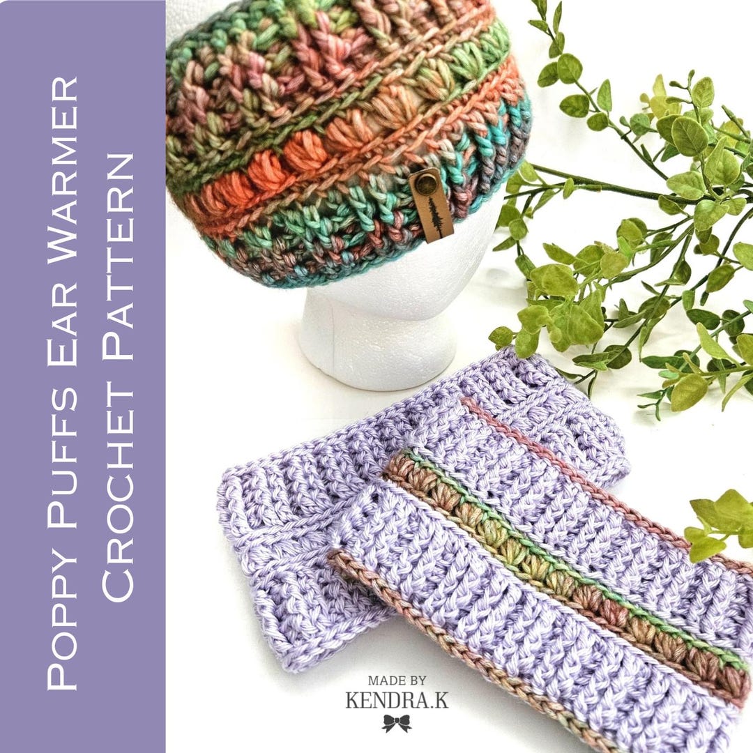 Poppy Puffs Crochet Ear Warmer PATTERN: Advanced Beginner (PDF File) - Etsy