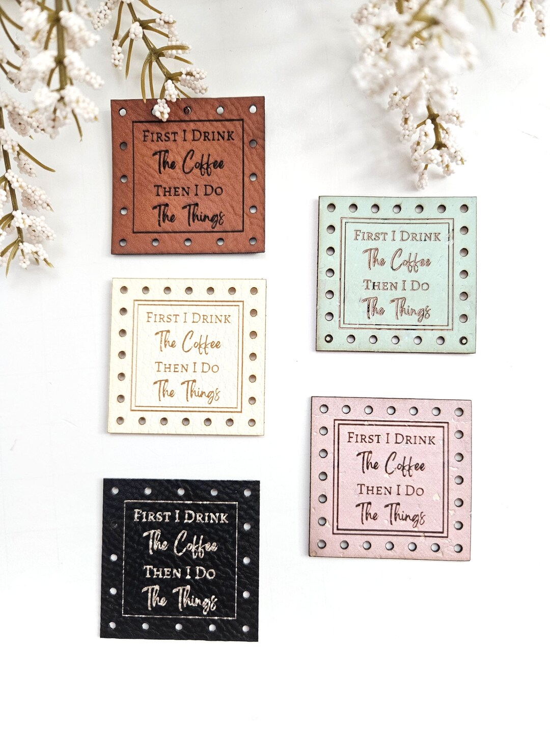 1.5 Inch Square Coffee Patch Faux Leather and Cork Patches Sew on Tag ...