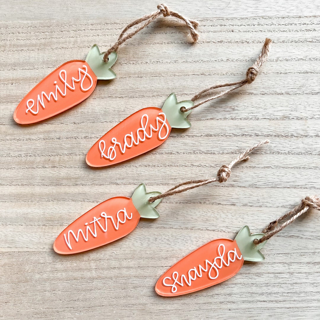 Easter Basket Name Tag Handmade Personalized Carrot | 3.9”x1.3” - Etsy