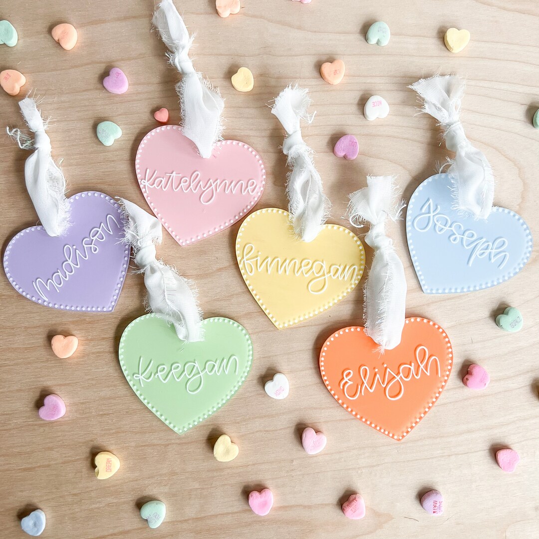 Heart Name Tag Valentine's Gift Tag Hand Written Customized - Etsy