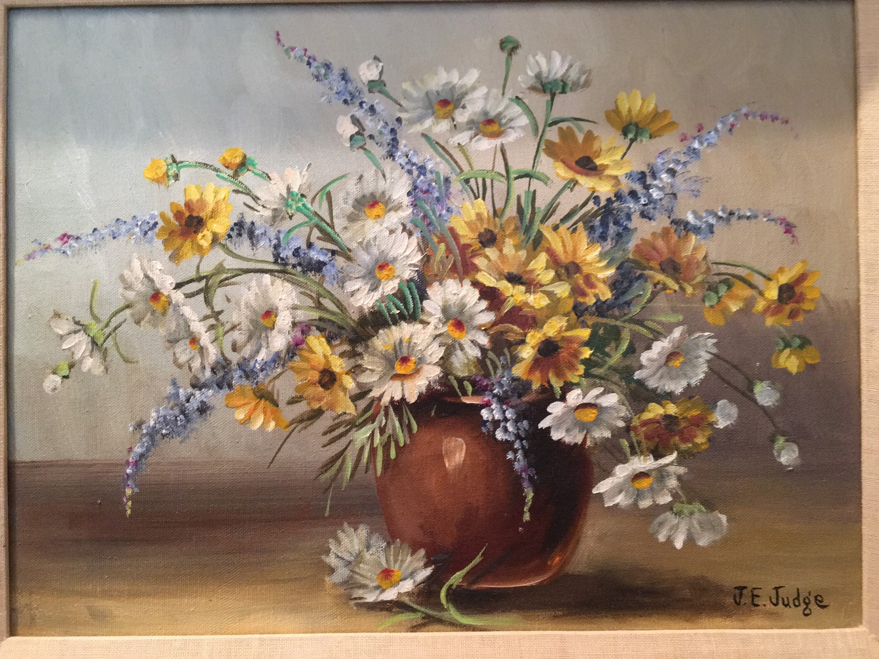 J E Judge Aka Janet Greenleaf Floral Oil on Canvas Framed - Etsy