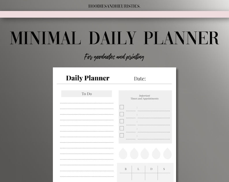 Minimal Daily Planner Printable Work Day Planner Template A4 Instant ...
