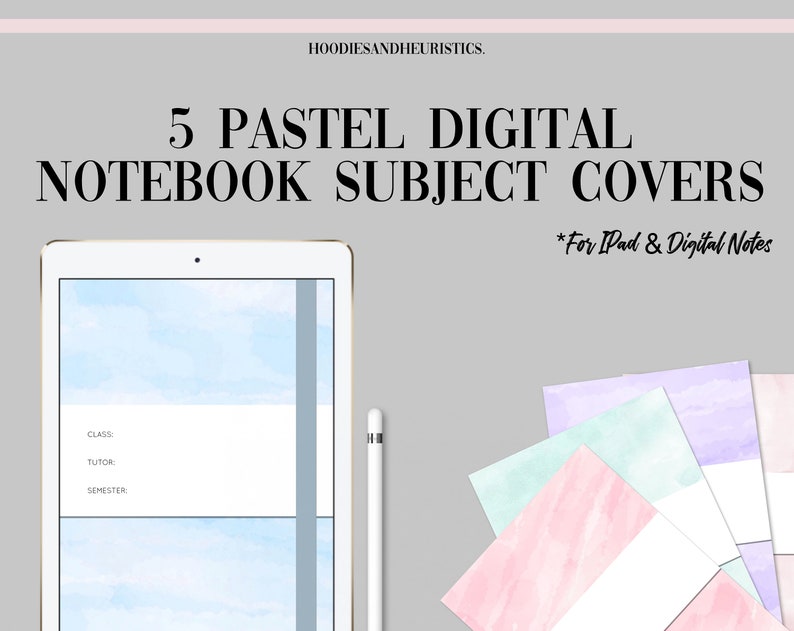5 Pastel Digital Notebook Subject Covers Goodnotes Cover Digital ...