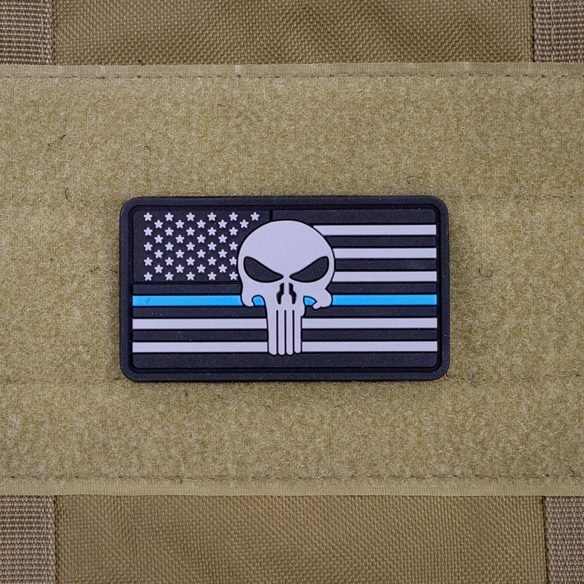 Tactical thin Blue Line Punisher PVC Velcro Morale Patch - Etsy