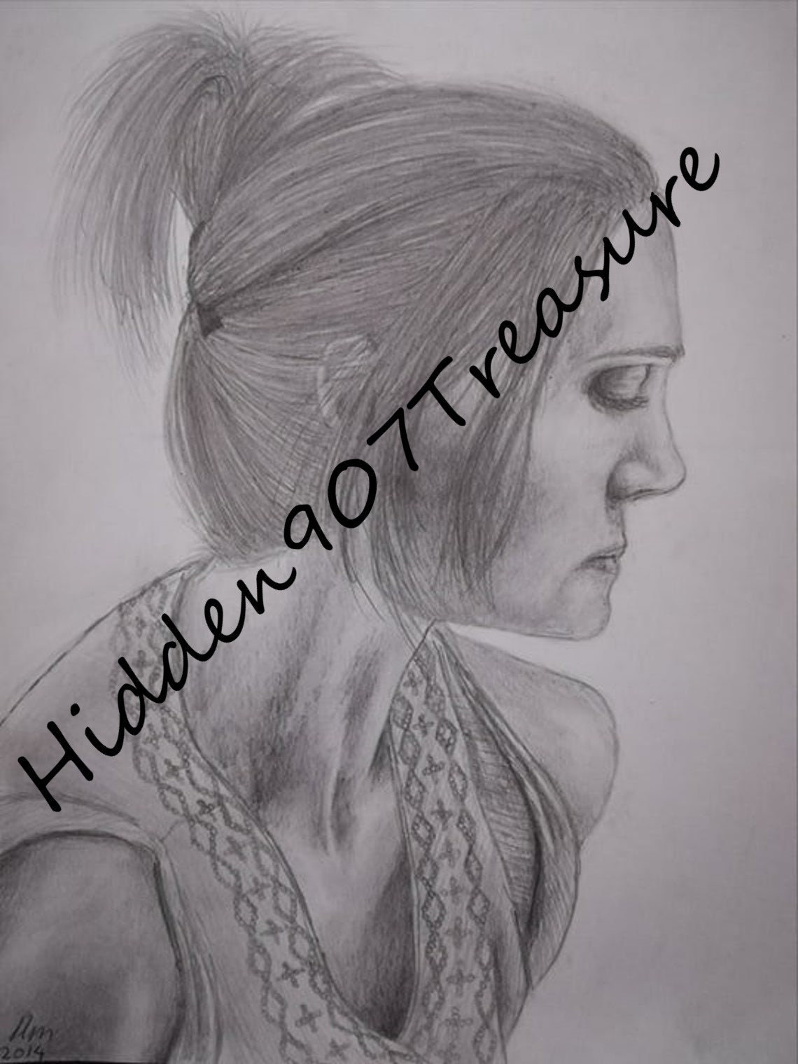 Original Artwork Pencil Drawing of Women Side Portrait - Etsy