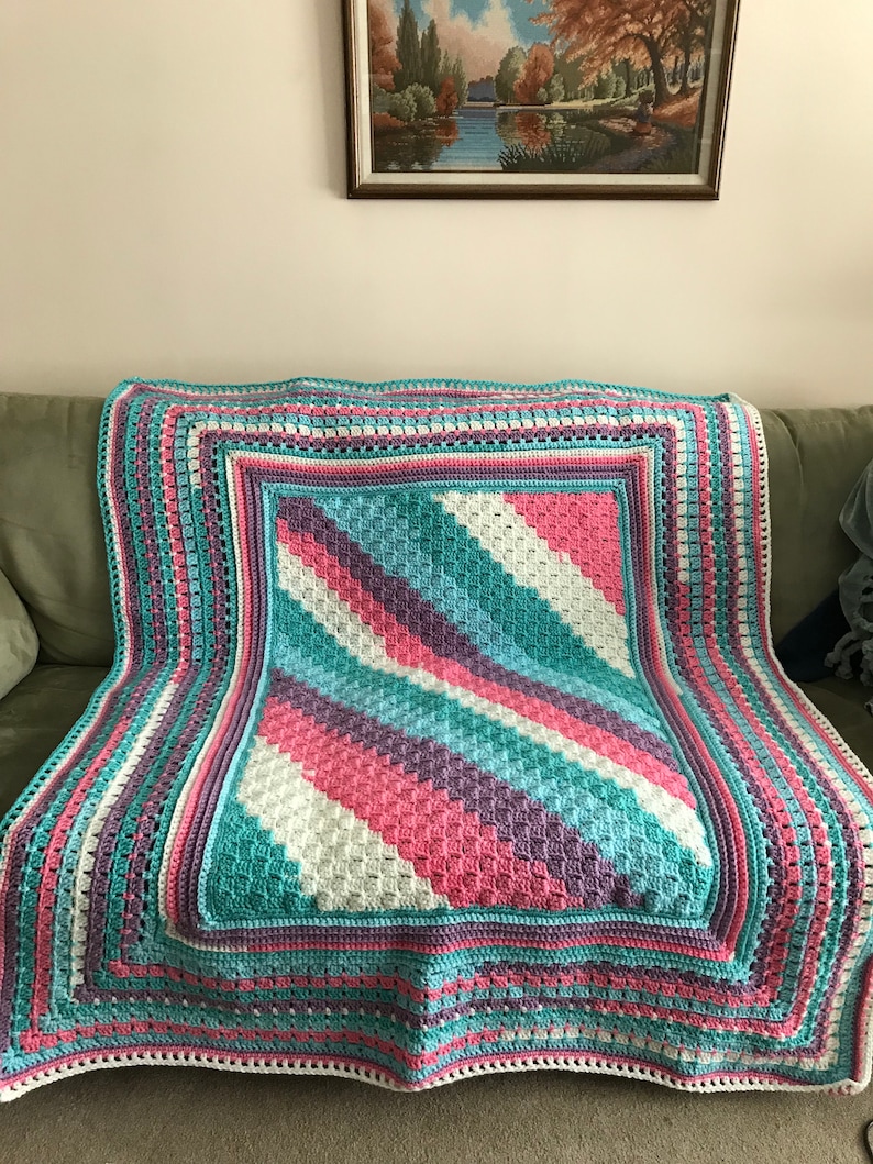 Corner to Corner Bernat Pop Blanket - Etsy