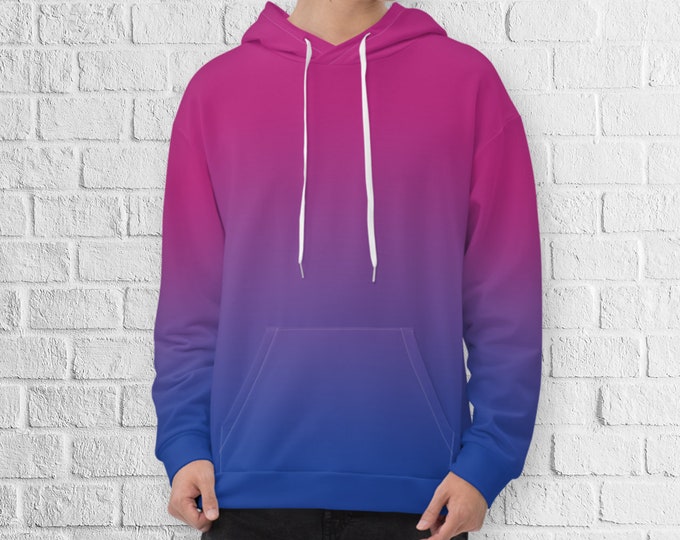 Bisexual Ombre Hoodie Sweatshirt - Bi Pride Flag Shirt - Magenta Purple ...