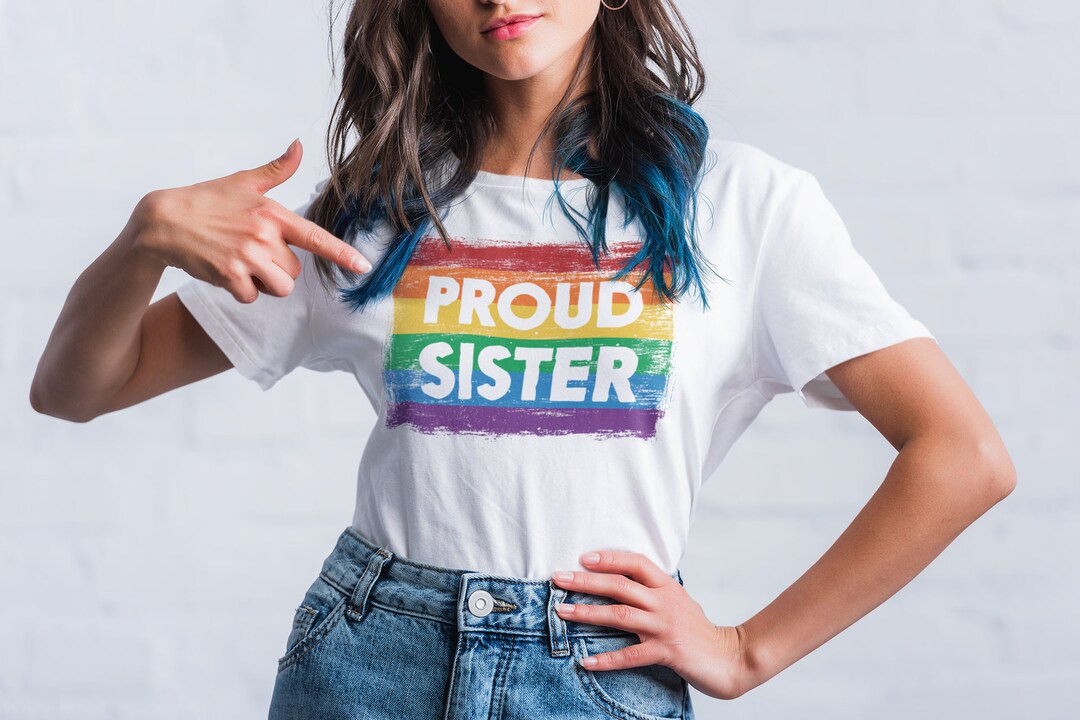 PROUD SISTER - Gay Pride Rainbow Flag T-shirt - Matching Family Ally ...