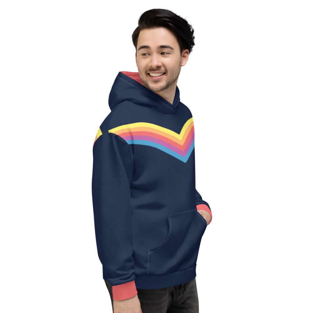 Retro 80s Striped Hoodie in Sunset Colors - Etsy