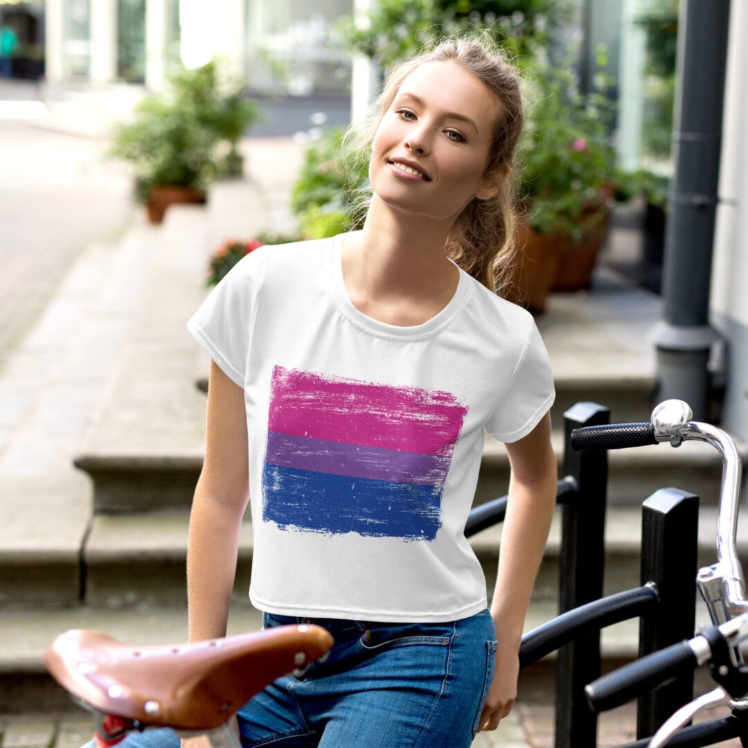 Bisexual Pride Flag Crop Top T-shirt - White or Black - Etsy