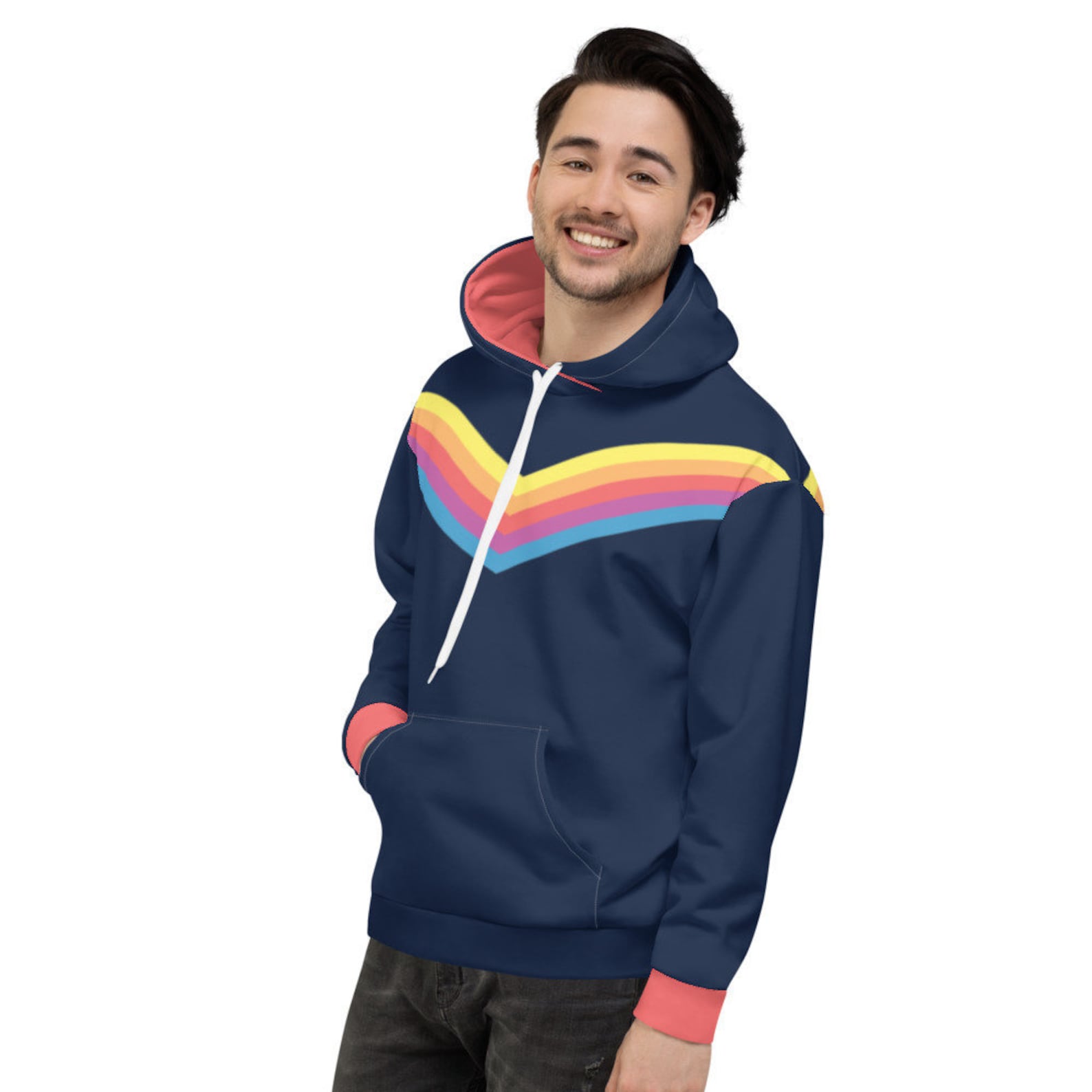 Retro 80s Striped Hoodie in Sunset Colors - Etsy