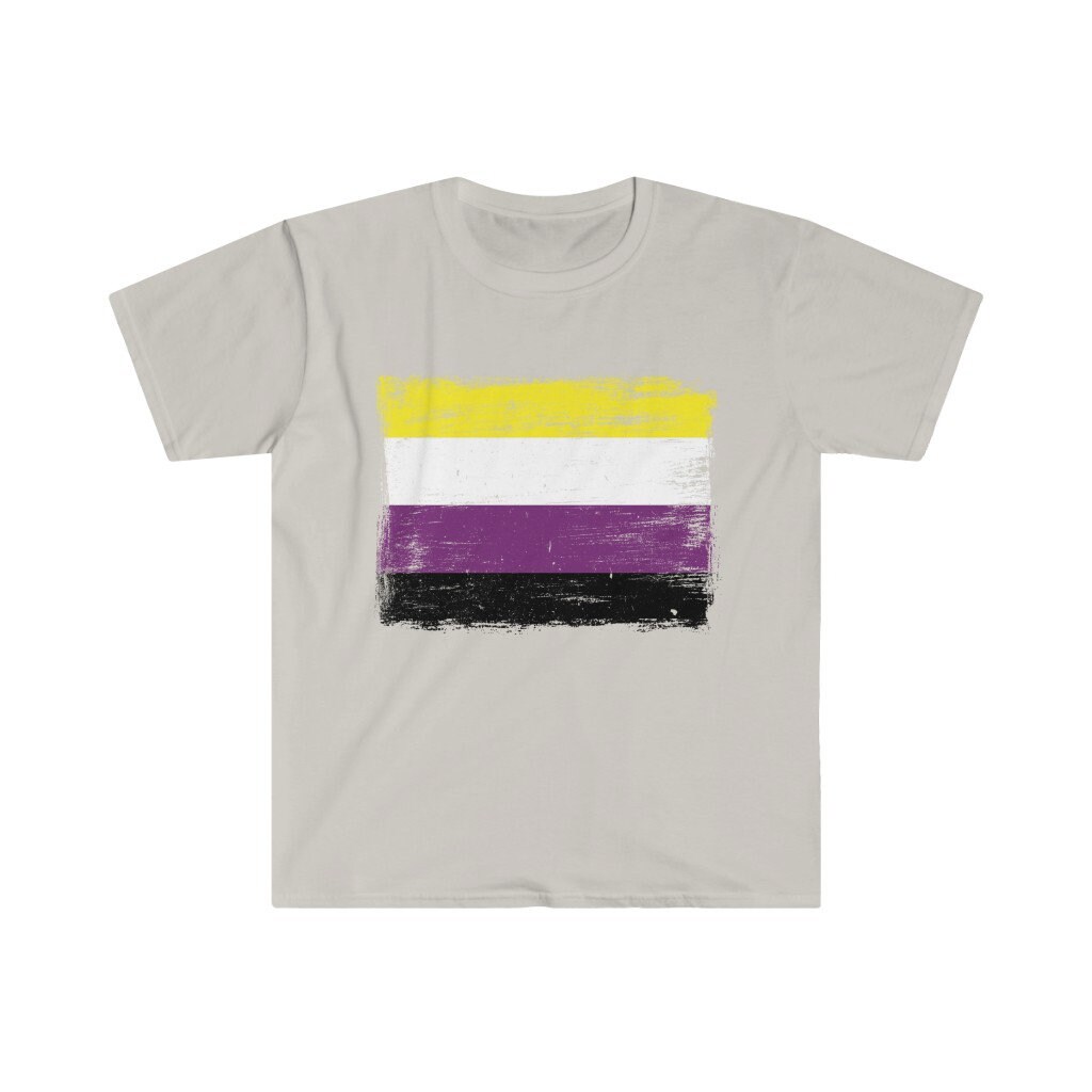 Non-binary Pride Flag T-shirt - Vintage Distressed Painted Flag - Enby ...