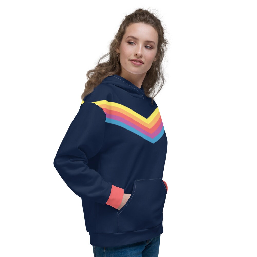 Retro 80s Striped Hoodie in Sunset Colors - Etsy