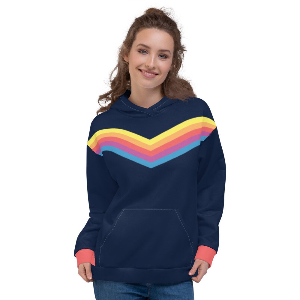 Retro 80s Striped Hoodie in Sunset Colors | Etsy