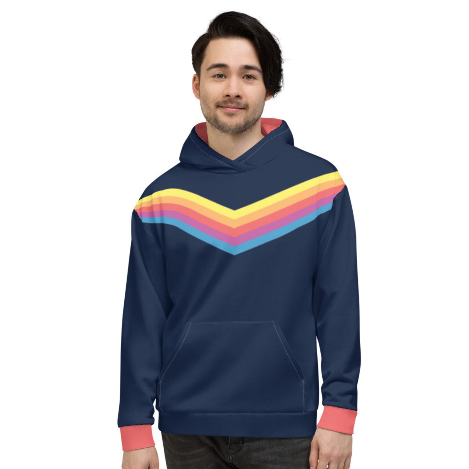 Retro 80s Striped Hoodie in Sunset Colors - Etsy