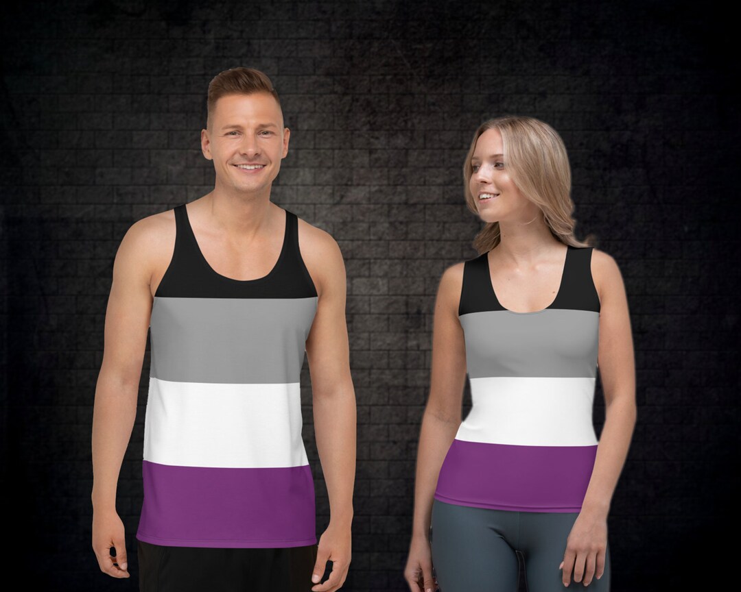 Asexual Pride Flag Tank Top - Men, Women, Non-binary - Black Grey White ...