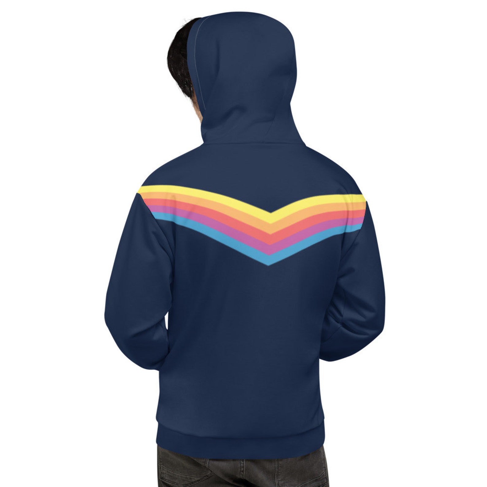 Retro 80s Striped Hoodie in Sunset Colors - Etsy