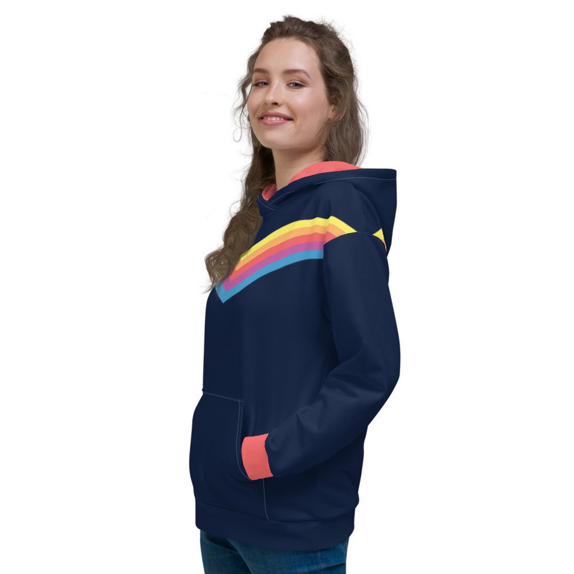 Retro 80s Striped Hoodie in Sunset Colors - Etsy