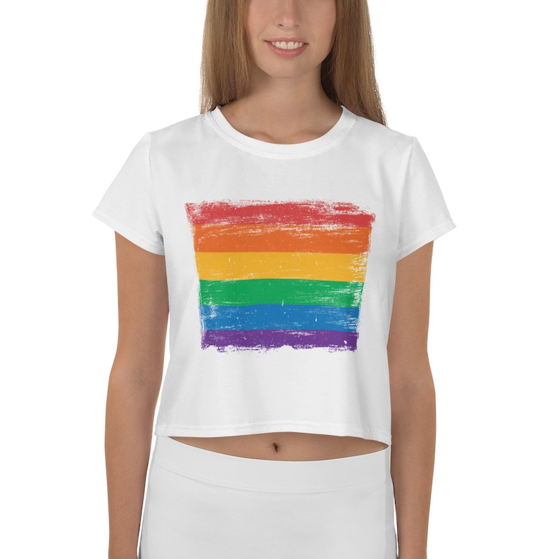 Gay Pride Rainbow Flag Crop Top T-shirt - Etsy