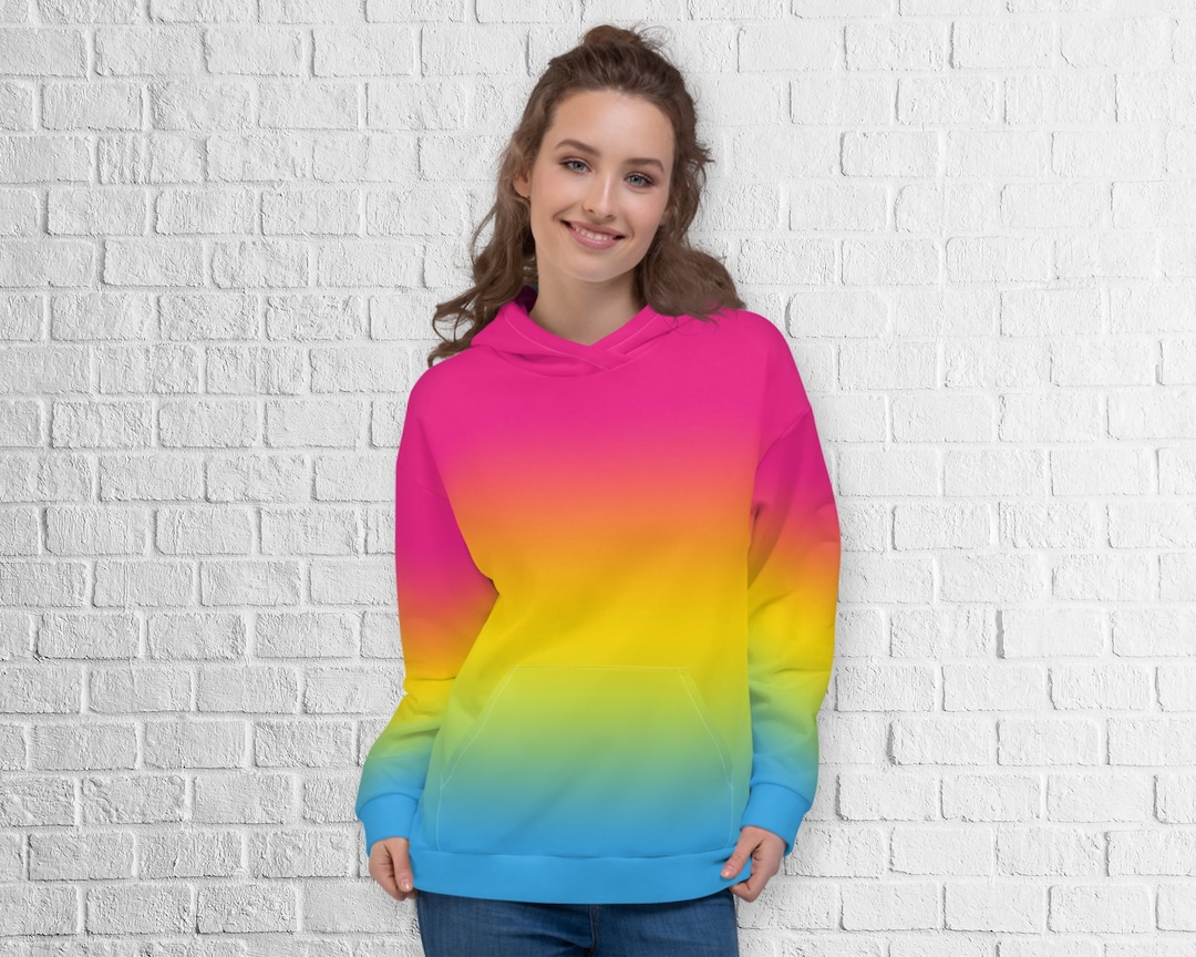 Pansexual Pride Ombre Hoodie - Pan Flag Sweatshirt - Pink Yellow Blue ...