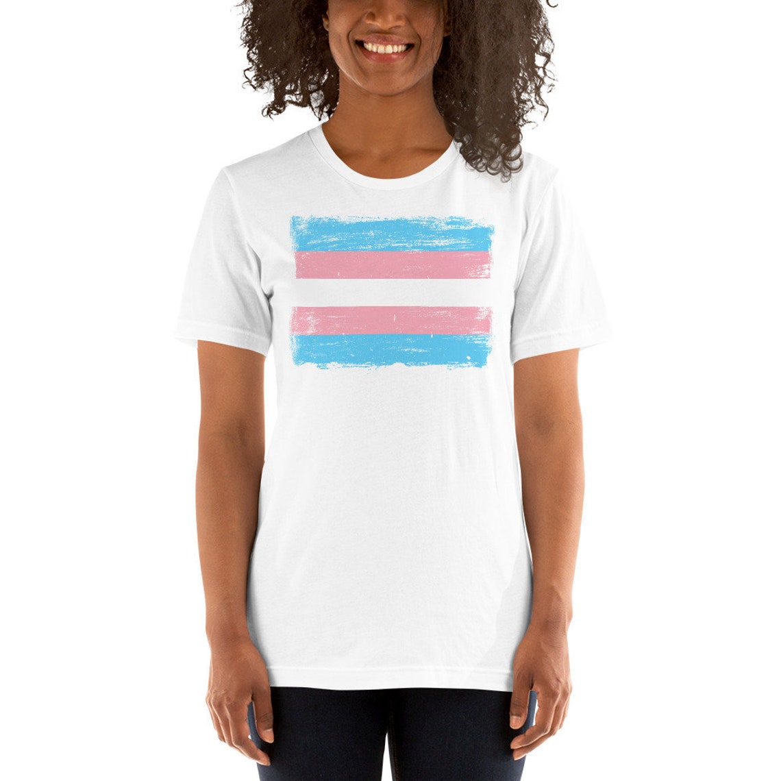 Transgender Pride Flag Shirt Vintage Painted Screenprint | Etsy