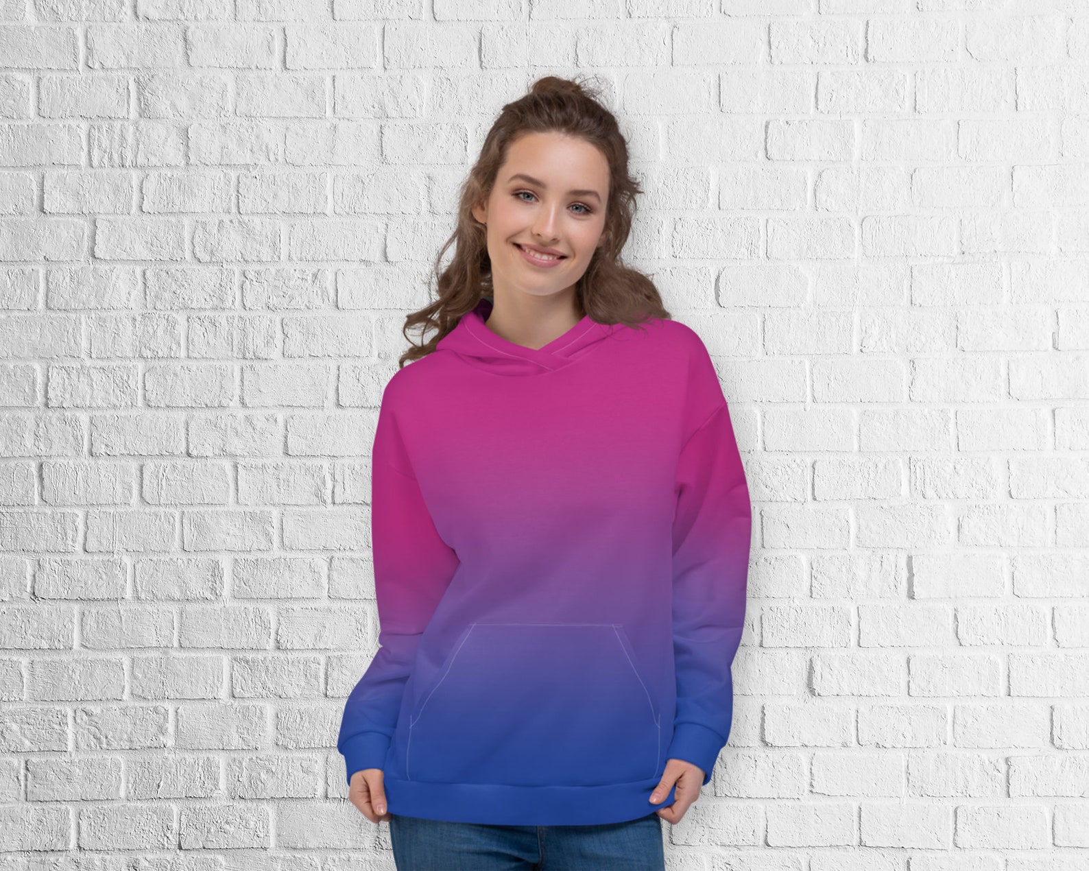 Bisexual Ombre Hoodie Sweatshirt - Bi Pride Flag Shirt - Magenta Purple ...