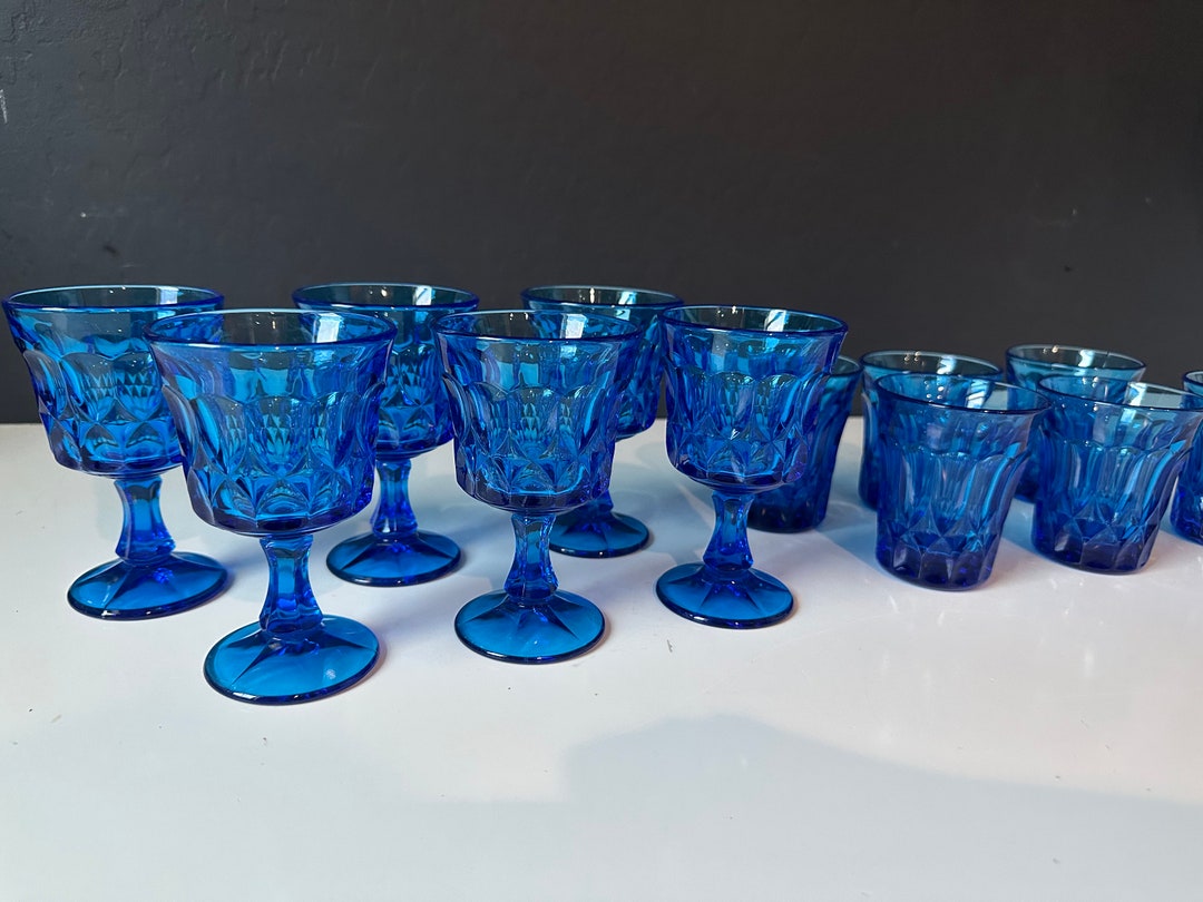 Vintage MCM Noritake Perspective Cobalt Blue Set of 12 Goblets and ...