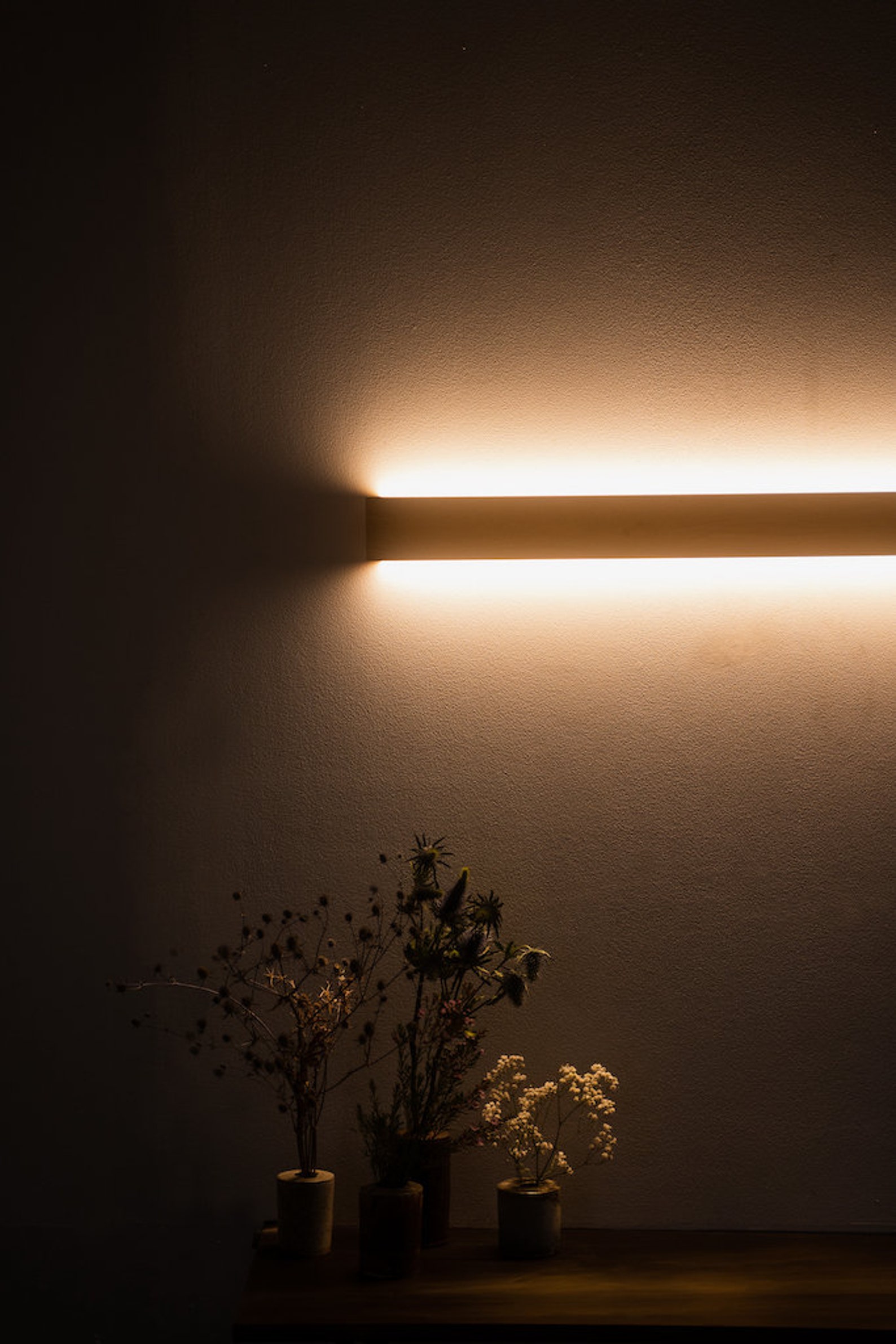 Minimalist Wooden Linear Wall Lamp Ambient Light SLIMPEACE - Etsy
