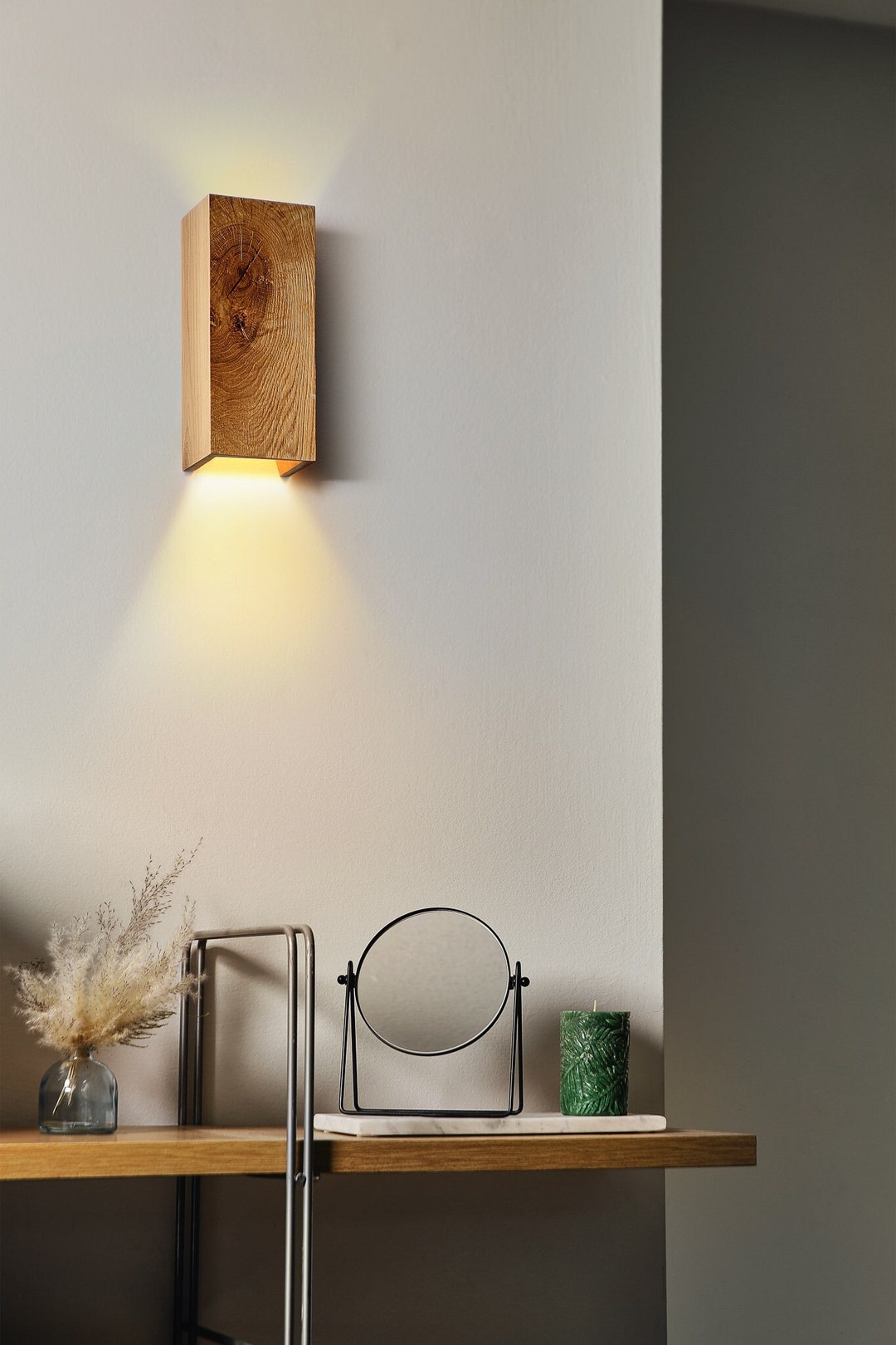 Wall Wooden Sconce Lamp Industrial Handmade Home Decor Lighting SECUNDUS G-9 Lights Solid Rustic ...