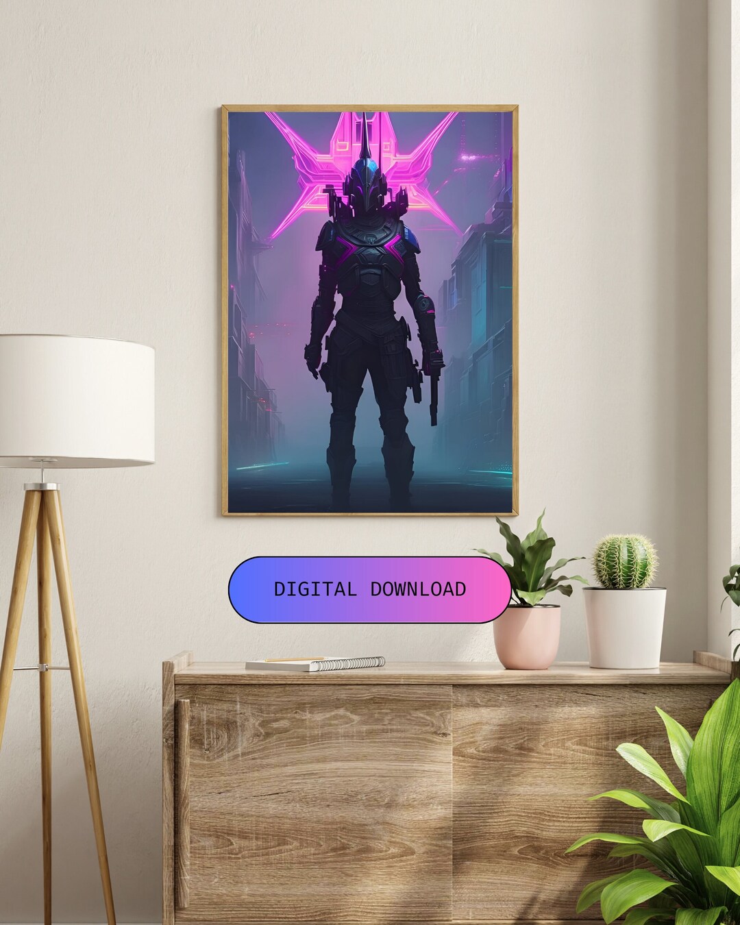 Female Bounty Hunter Quantum Armor Print Printable Wall Art Digital Prints Large Canvas Painting ...