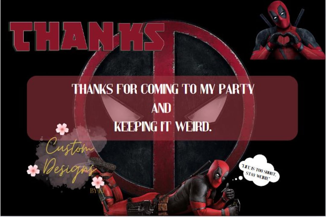 DIGITAL DOWNLOAD Personalized Deadpool Thank You Card, Deadpool Thank ...