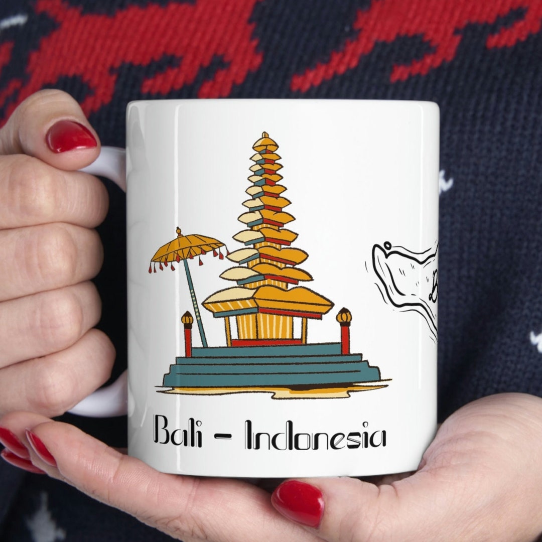 Balinese Traditional Hindu Pura Temple Indonesia White Ceramic Mug 11oz ...